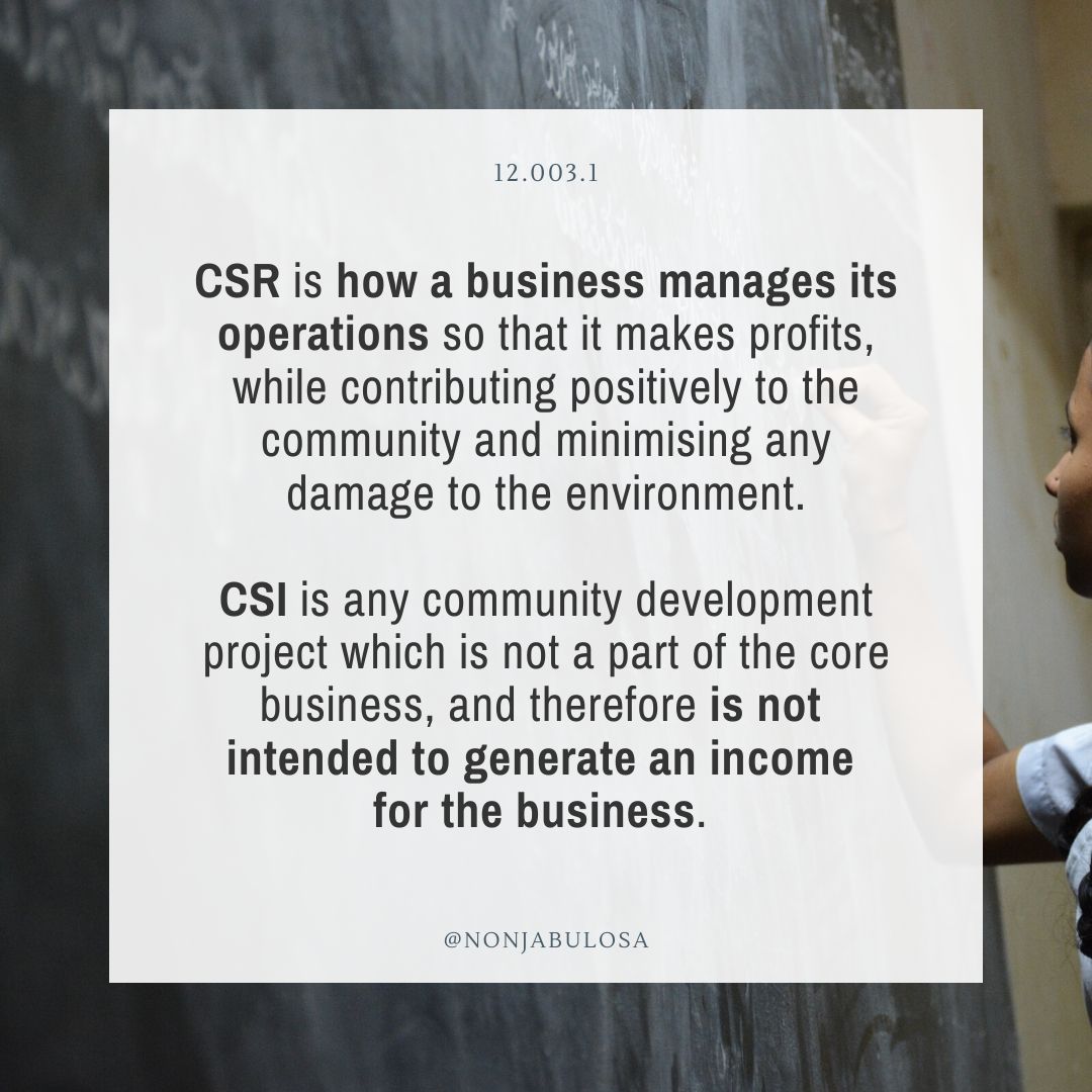 Definition of Corporate Social Investment: CSI vs CSR