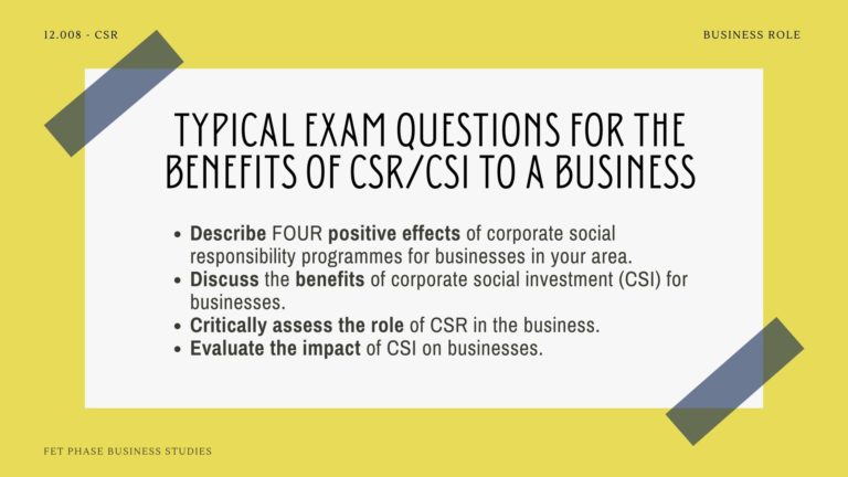 Benefits of CSR (or CSI) to the Business – Positive Impact