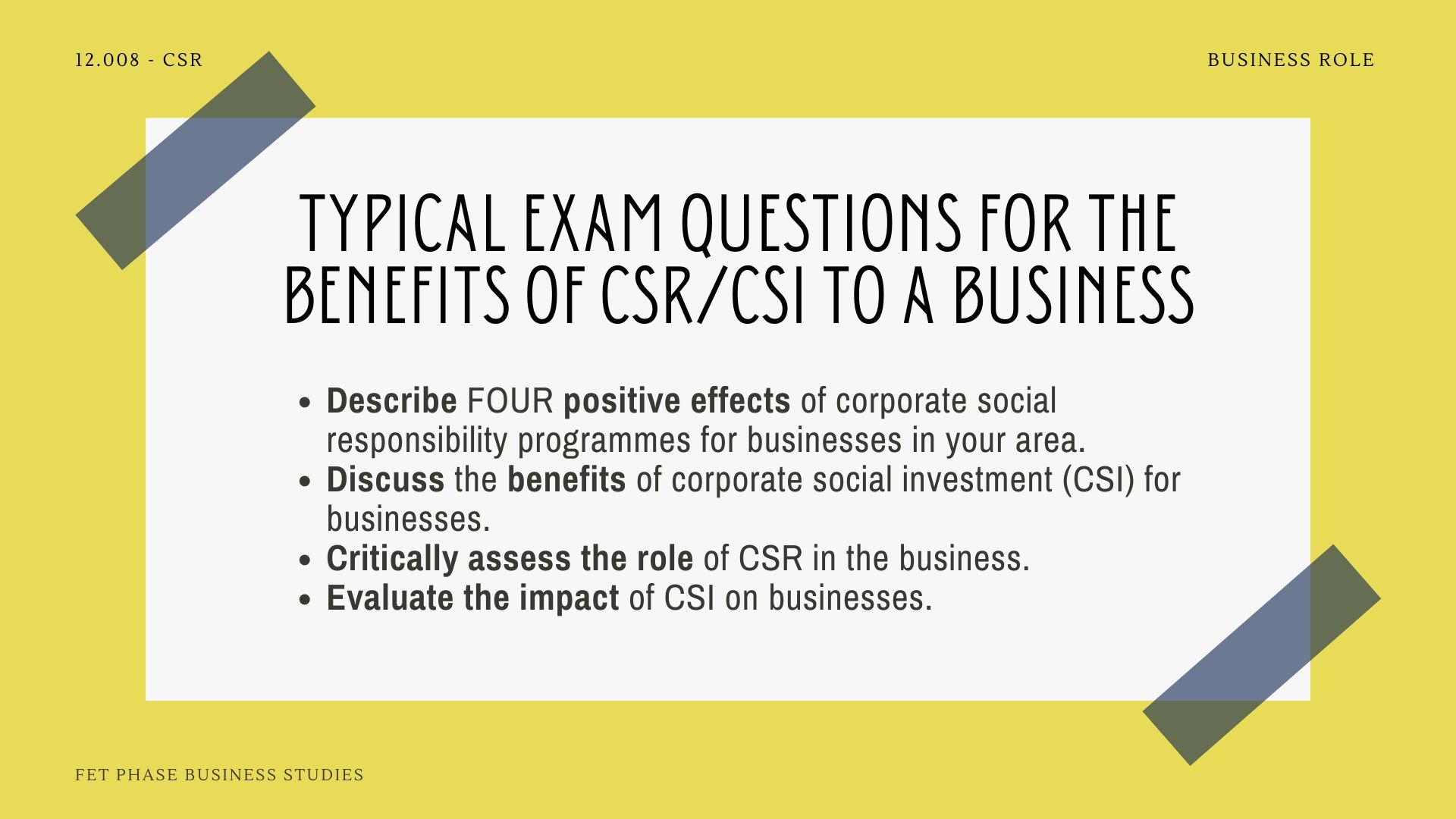 Benefits of CSR (or CSI) to the Business – Positive Impact