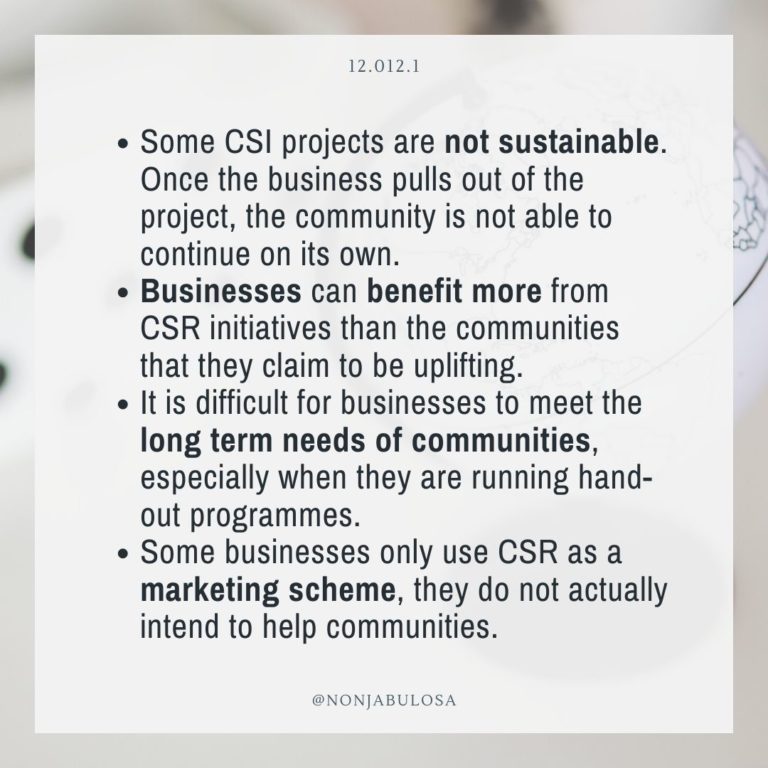 Discuss the Disadvantages of CSR to the Community | Grade 12