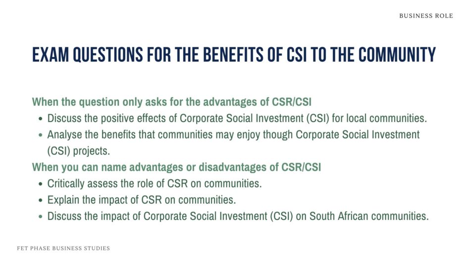 Discover the Benefits of CSI to the Community - Grade 12