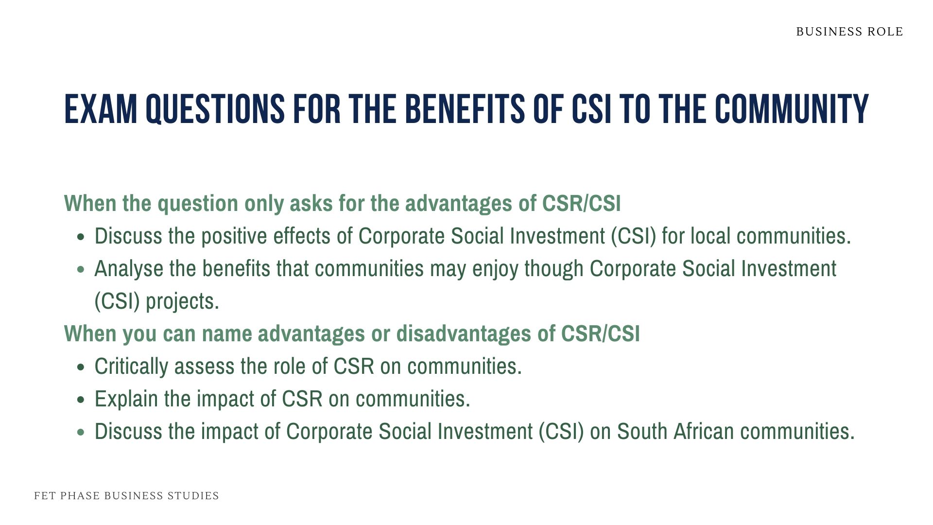Discover the Benefits of CSI to the Community - Grade 12