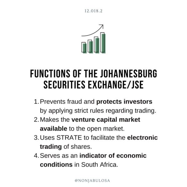 Functions of the JSE: Johannesburg Stock/Securities Exchange